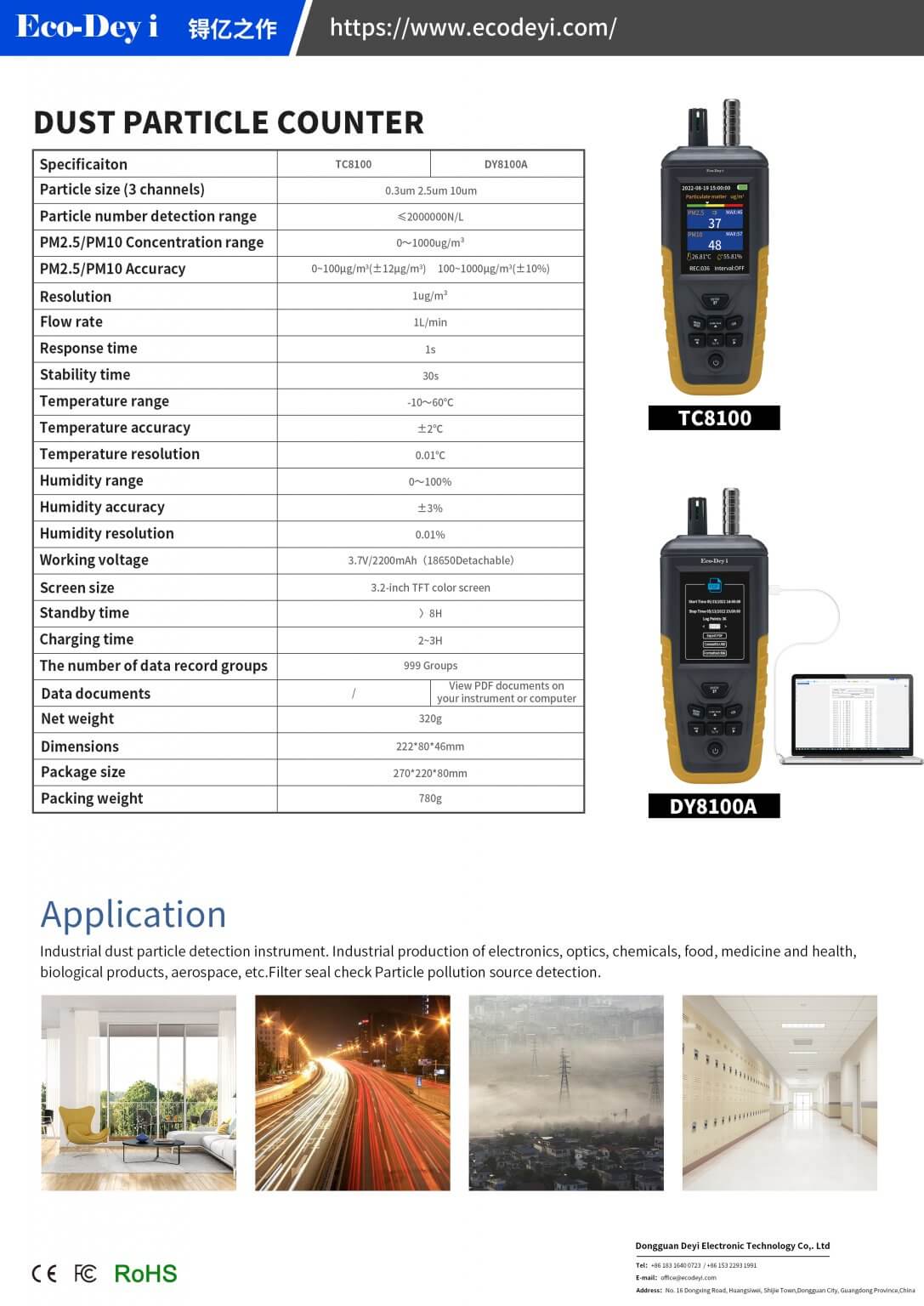 3 Channels Dust Particle Count Meter 0.3/2.5/10 TC8100 - Deyi Tech ...